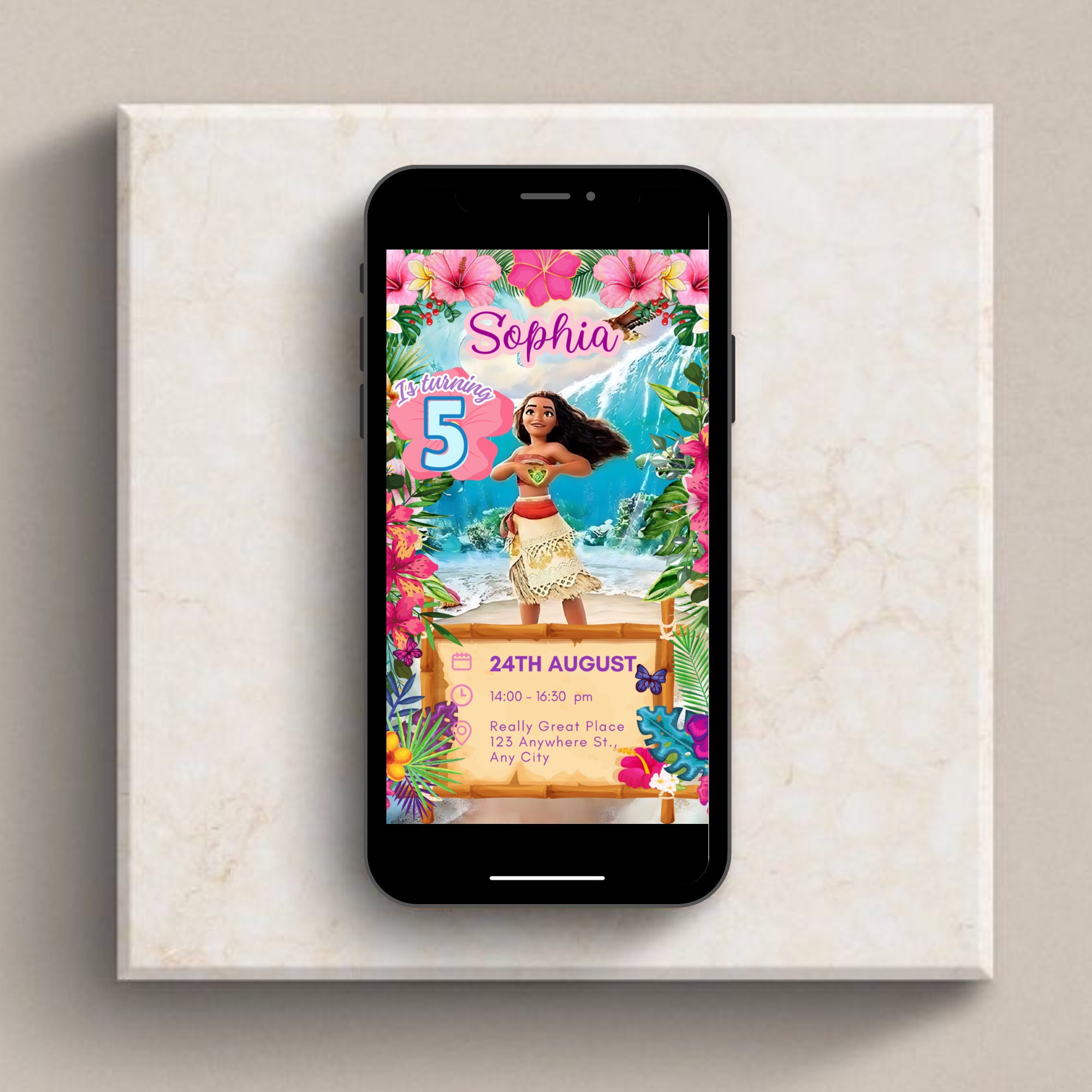 Moana Birthday Invitation Template | Moana Invite | Moana Girl Party ...