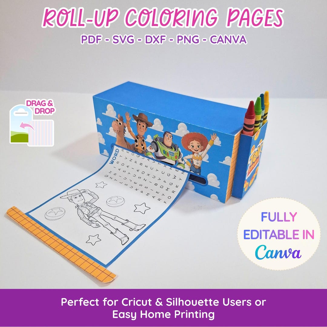 Toy Story Roll-up Coloring Pages Printable | Kids Party Activity ...