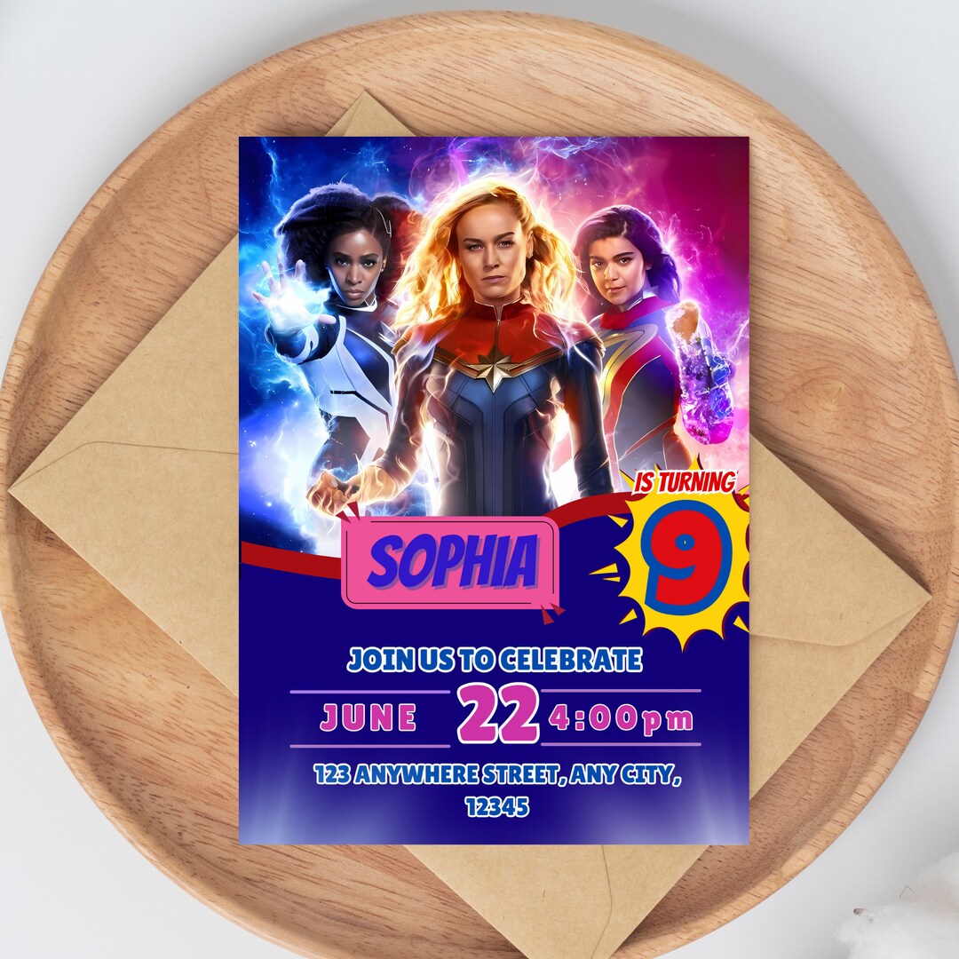 The Marvels Birthday Invitation Template | Super Hero Invite | the ...