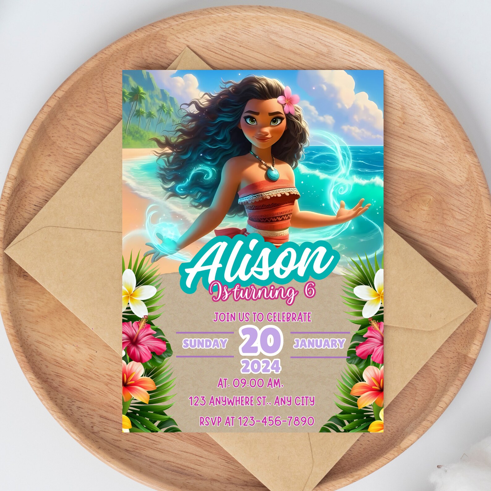 Moana Birthday Invitation Template | Moana Invite | Moana Girl Party ...
