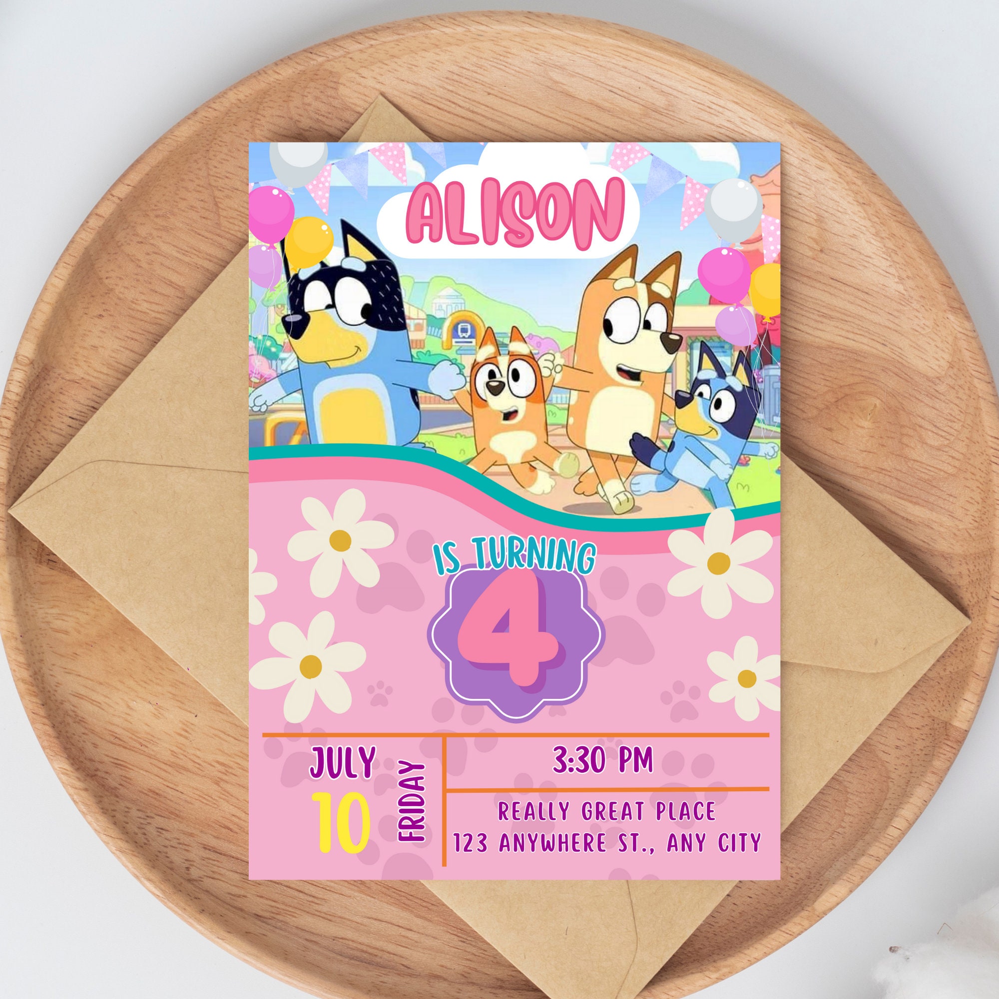 Bluey Birthday Invitation Template | Bingo Invite | Bluey Party Boy ...