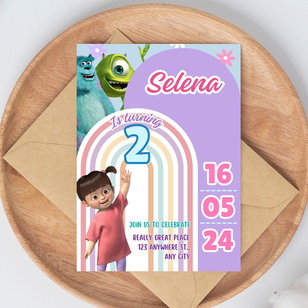Plantilla de invitación de cumpleaños de Monster Inc, Cumpleaños de Boo ...