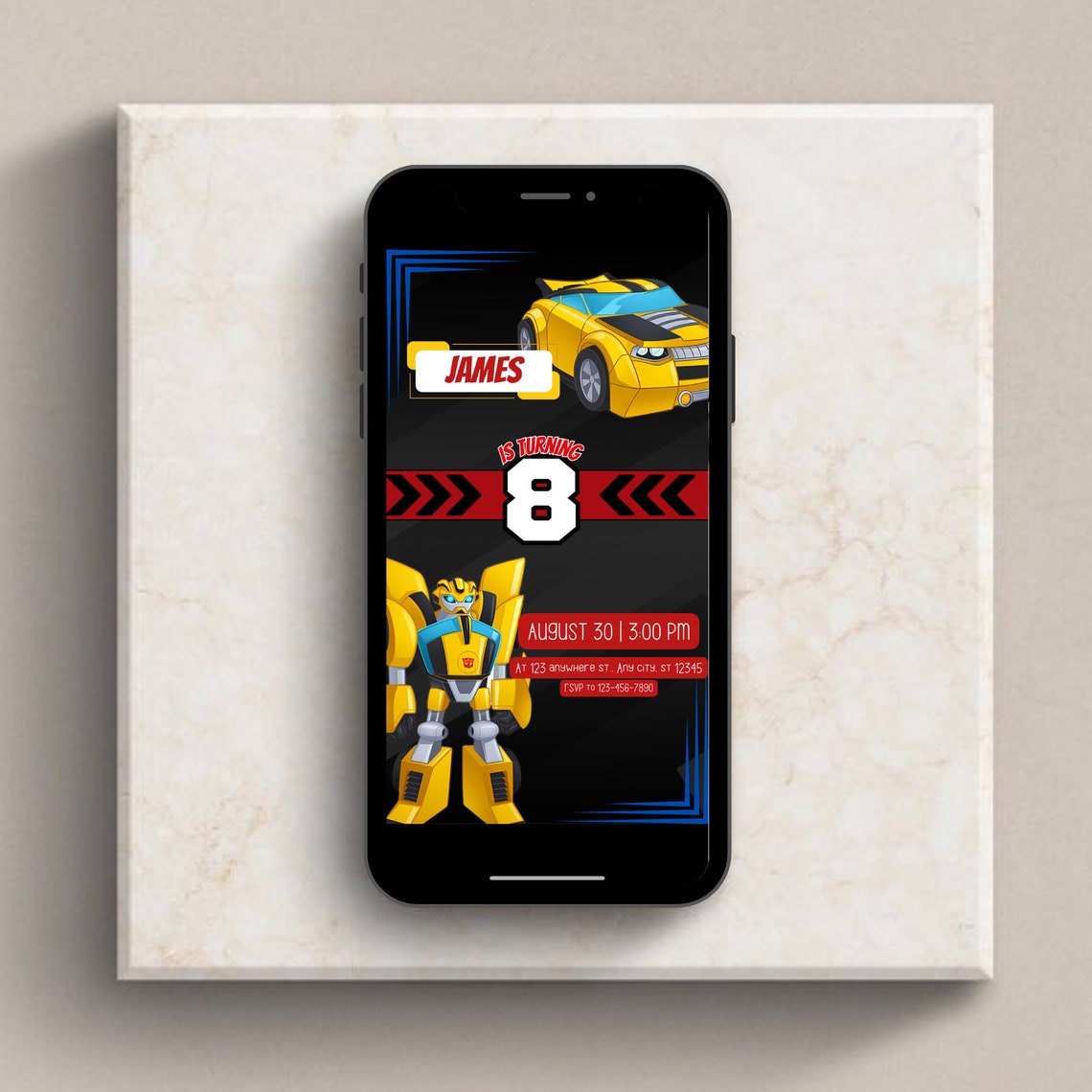 Bumblebee Birthday Invitation Template | Transformers Invite | Bots ...