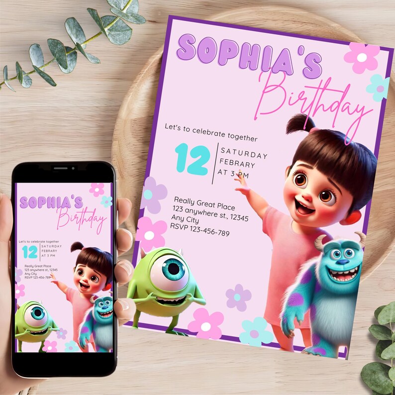 Plantilla de invitación de cumpleaños de Monster Inc. / Cumpleaños de ...