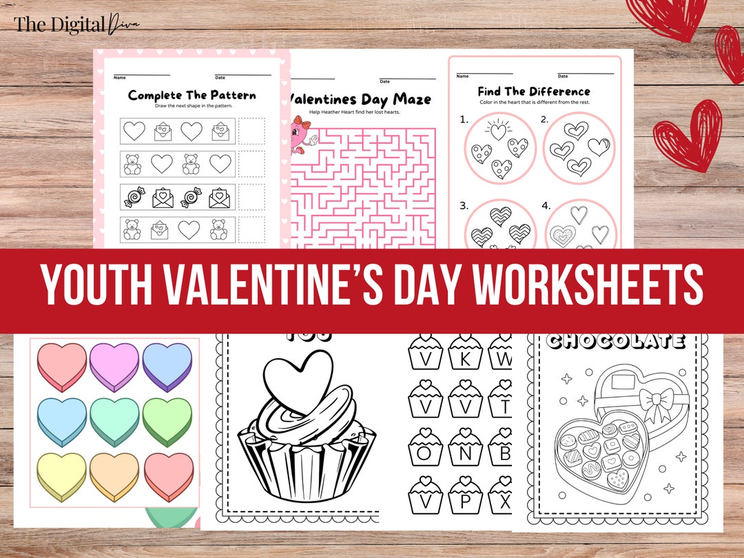 Youth Valentines Day Printable Worksheets - Etsy