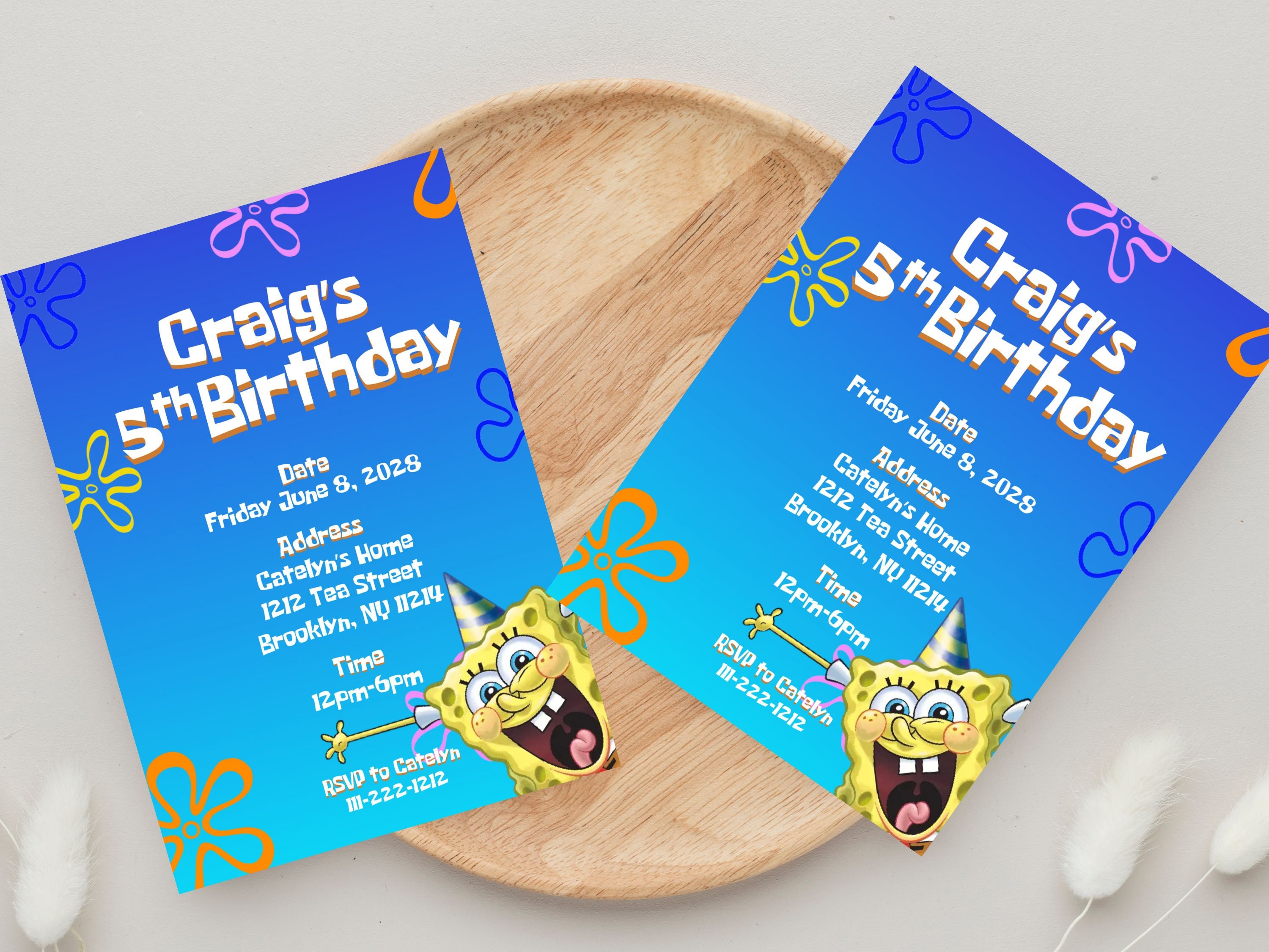 Spongebob Inspired Birthday Invitation - Etsy