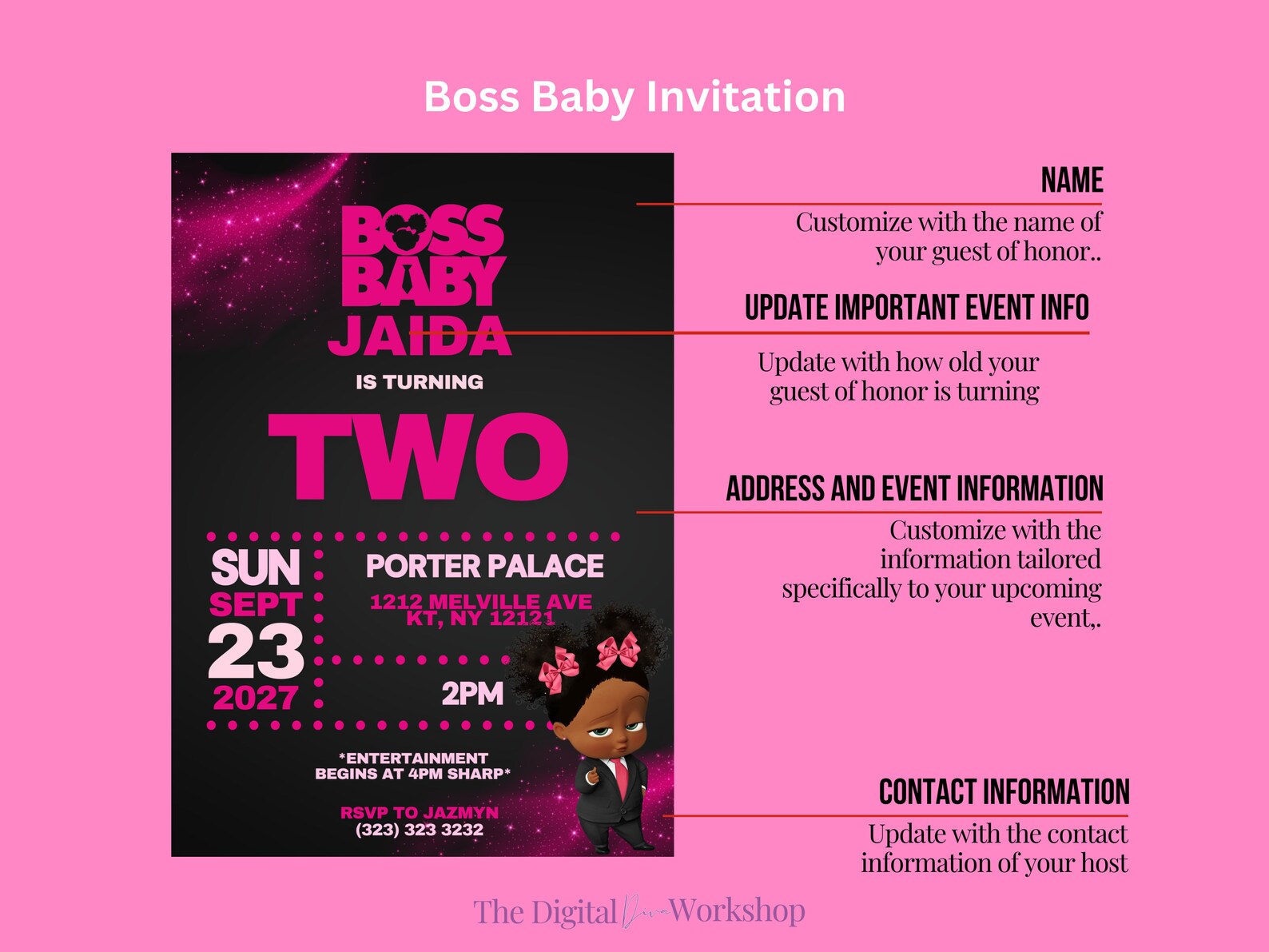 Girl Boss Baby Themed Invitation - Etsy