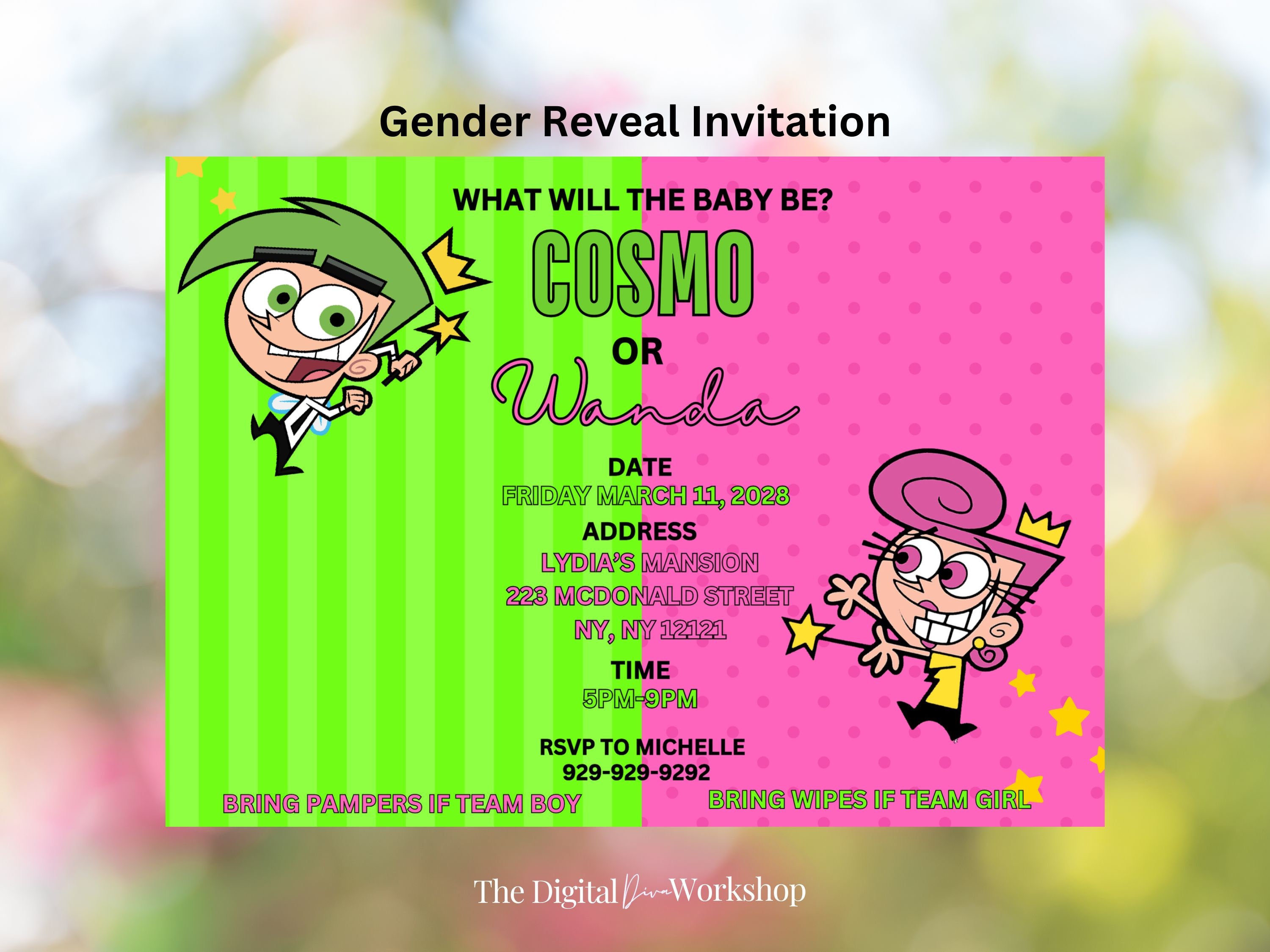 Cosmo and Wanda Gender Reveal Invitation - Etsy