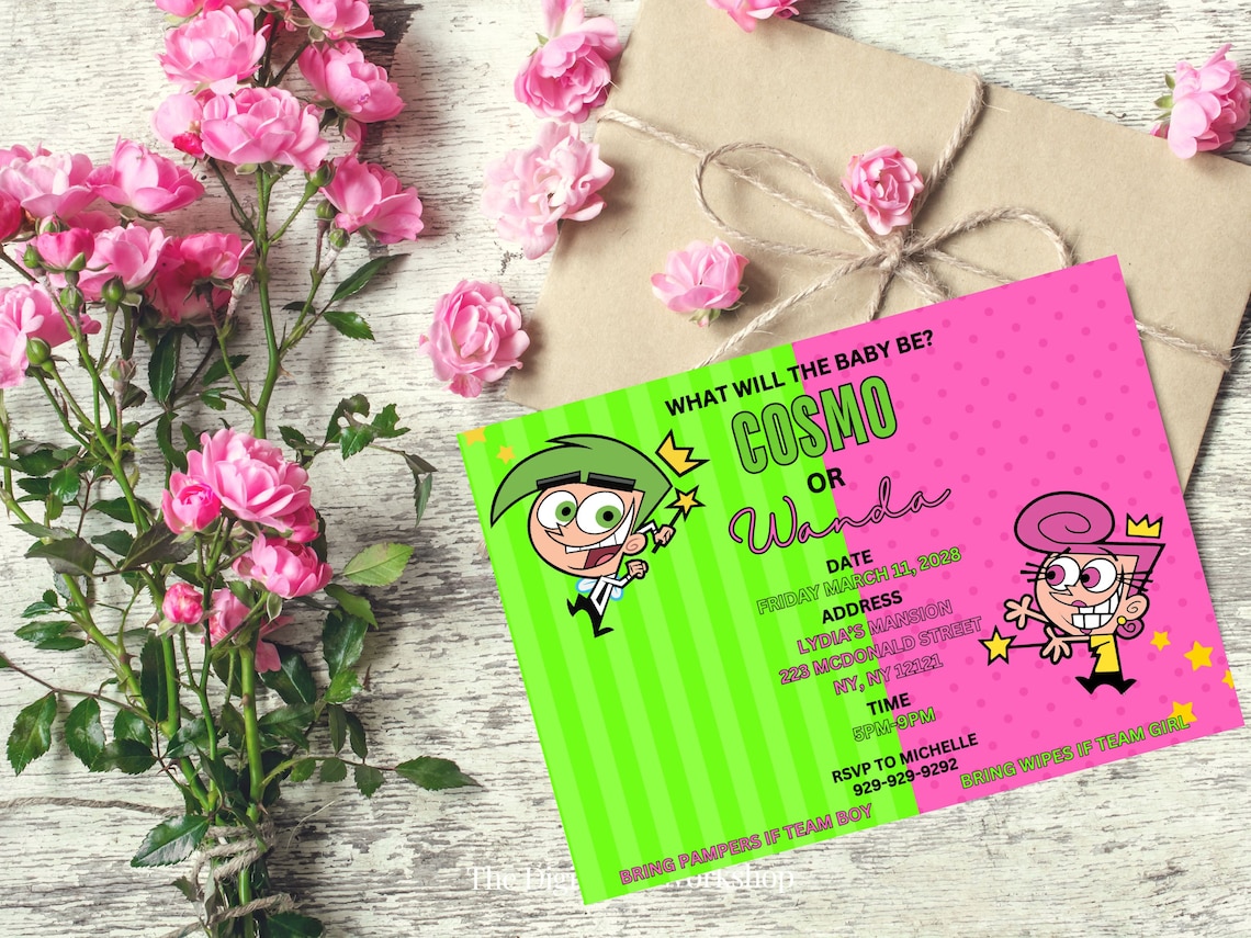 Cosmo and Wanda Gender Reveal Invitation - Etsy