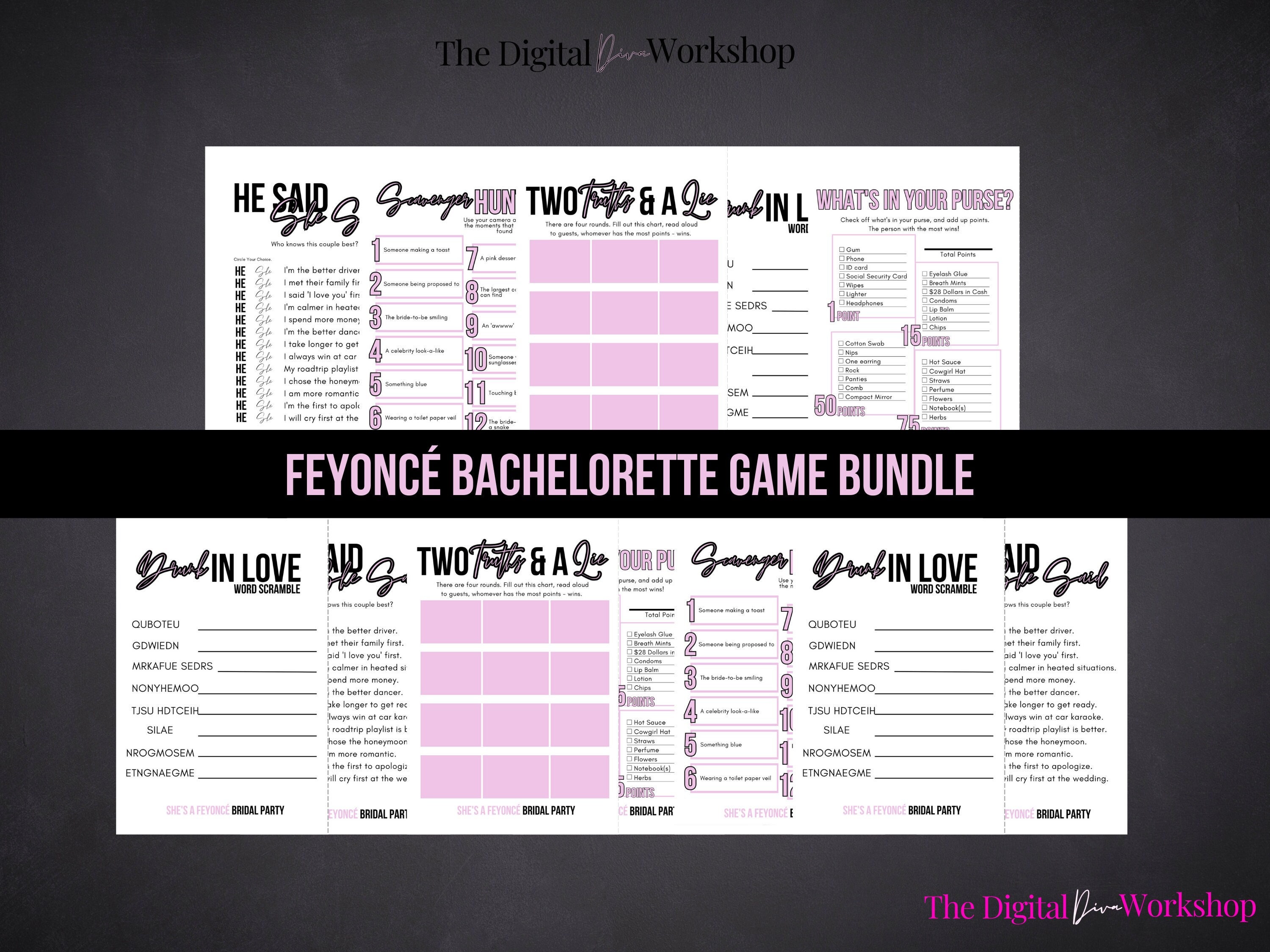 Feyoncé Printable Bachelorette Games - Etsy