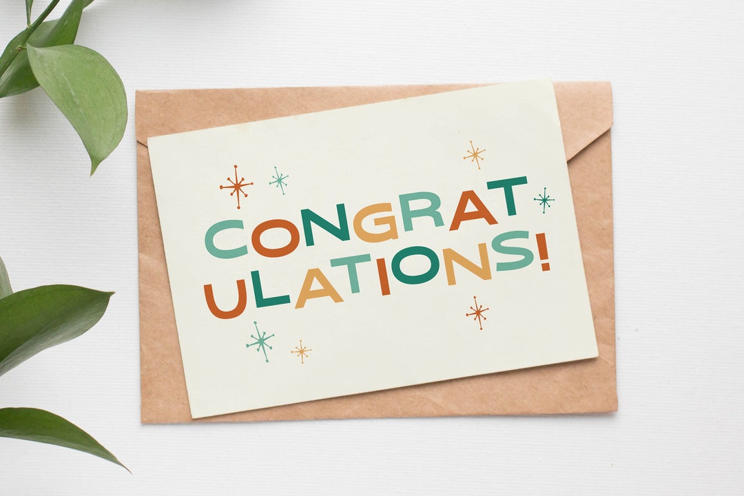 Printable Congratulations Card Folded Greeting Card Digital Instant ...