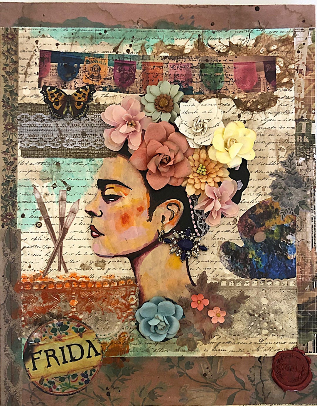 Hand Crafted Frida Kahlo 3D Mixed Media Collage Artwork - Etsy