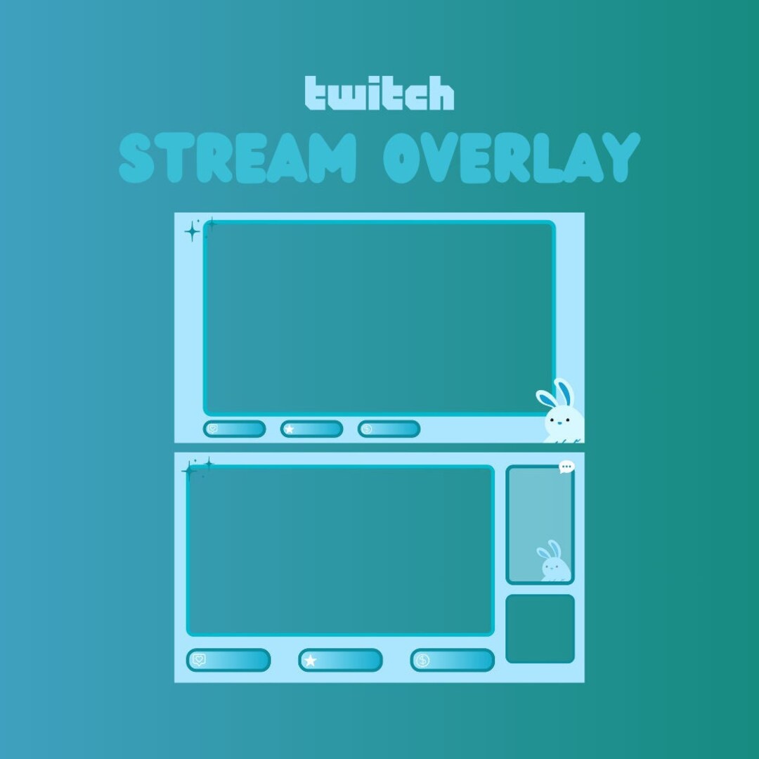 Twitch Overlay Light Blue Rabbit - Etsy