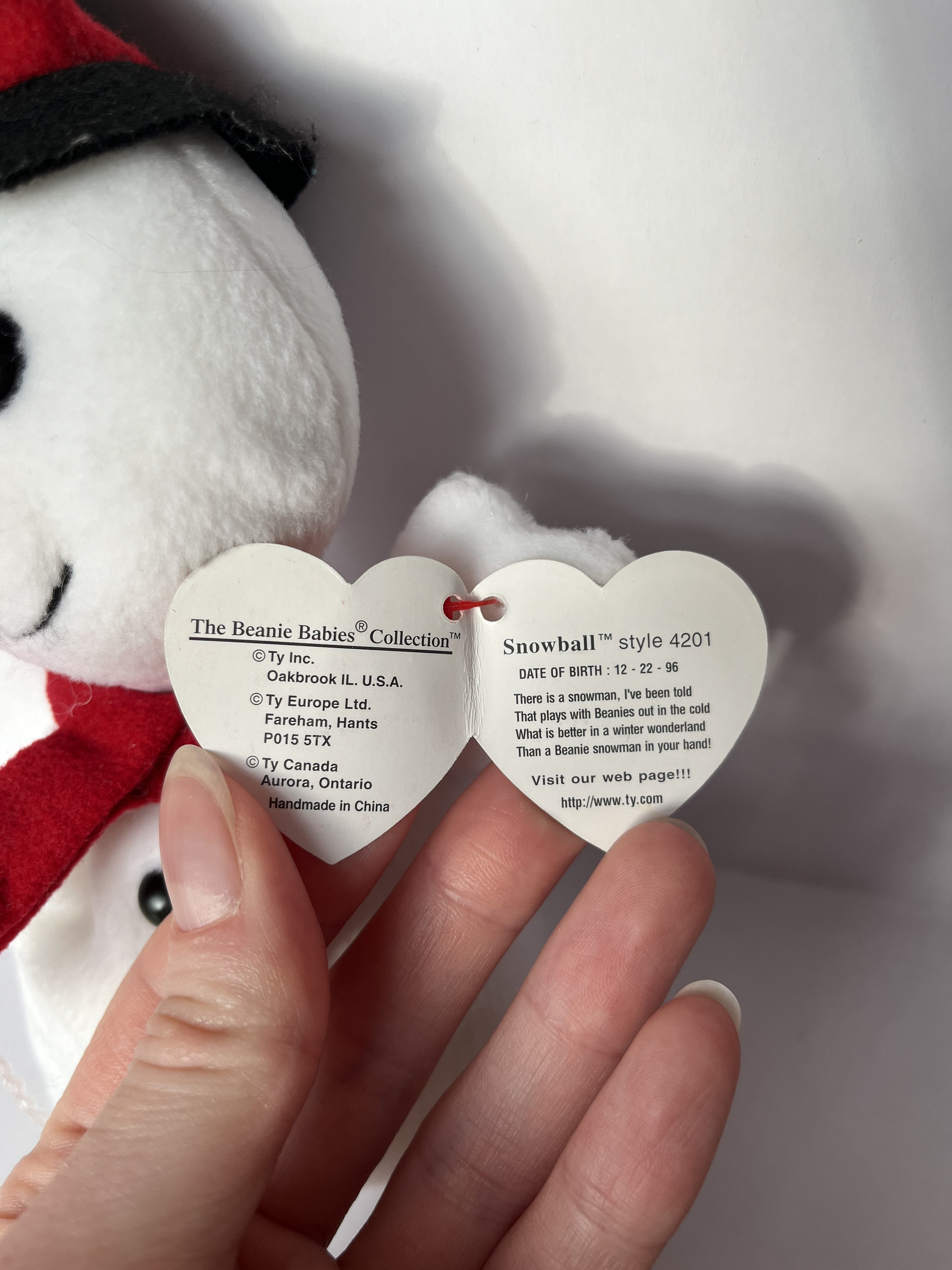 Beanie Baby : Snowball the Snowman 1996 - Etsy