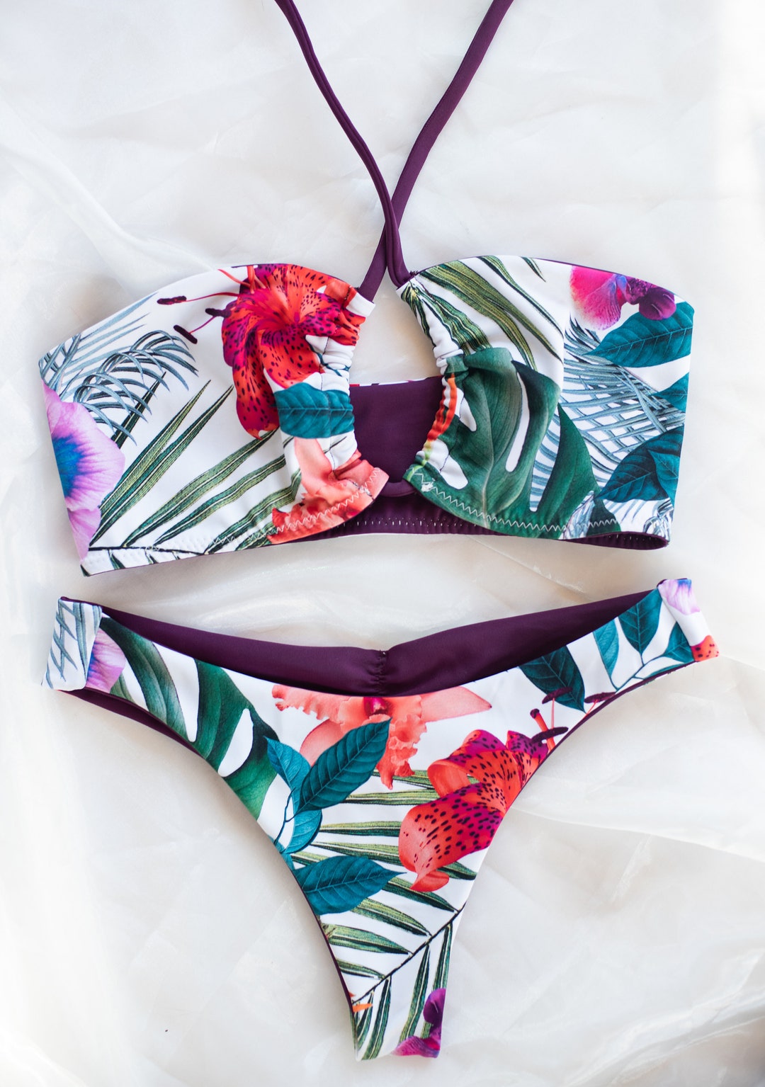 Floral Swimsuit, Handmade Swimwear, Brazilian Bikini Set, Boho Bikini ...