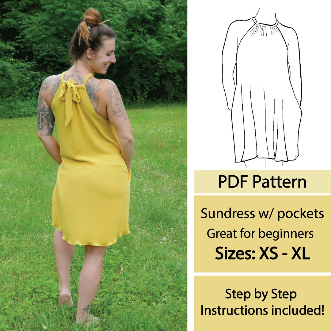 Sundress With Pockets PDF Pattern, Easy, Beginner Sewing Patterns ...