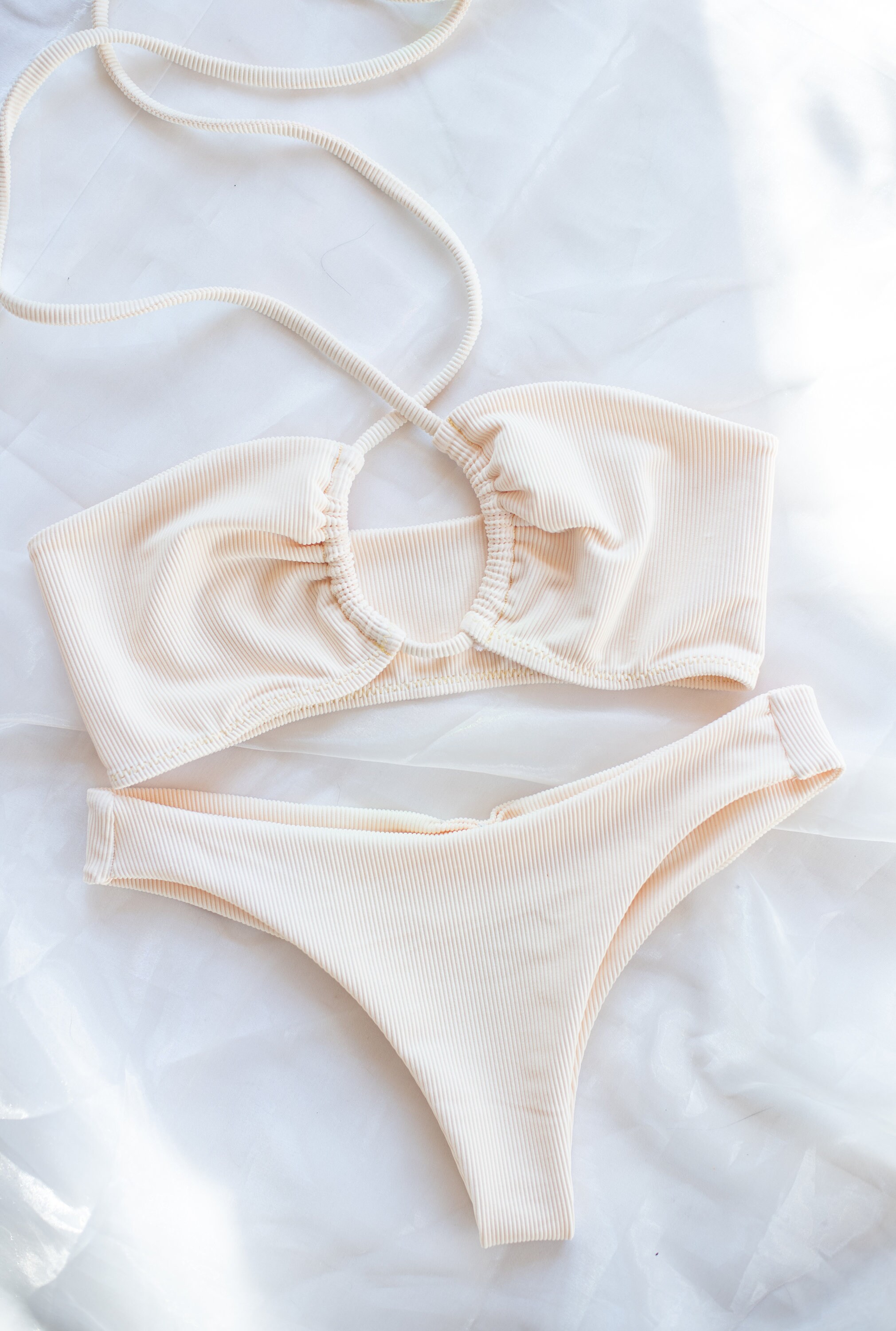 Yellow Ribbed Bikini Set, Brazilian Bikini Set, Boho Bikini for Women ...