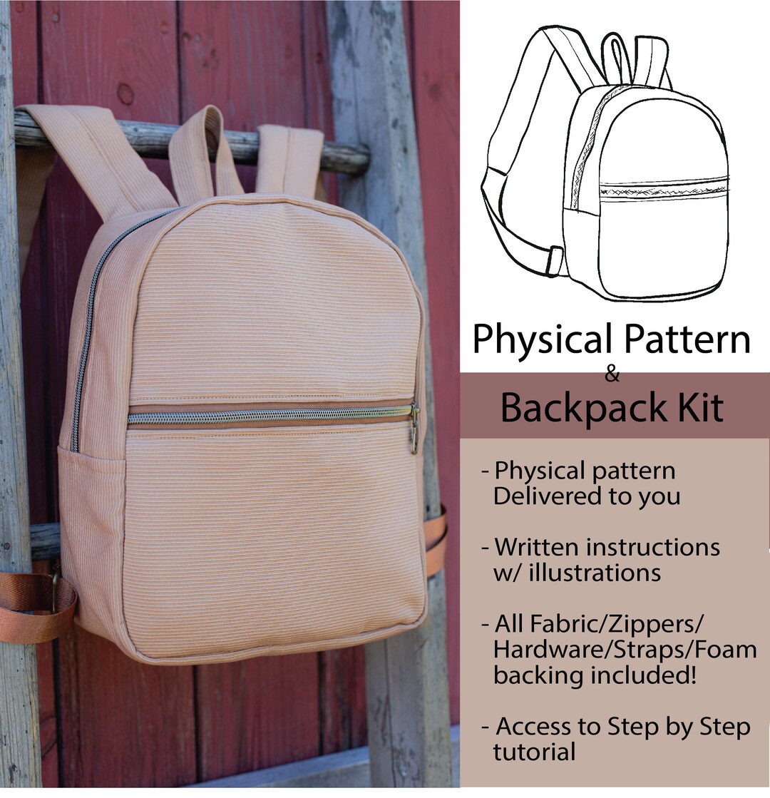 Physical Backpack Kit Sewing Pattern & Full Assembly Kit, DIY Kit, Make Your Own Backpack Kit ...