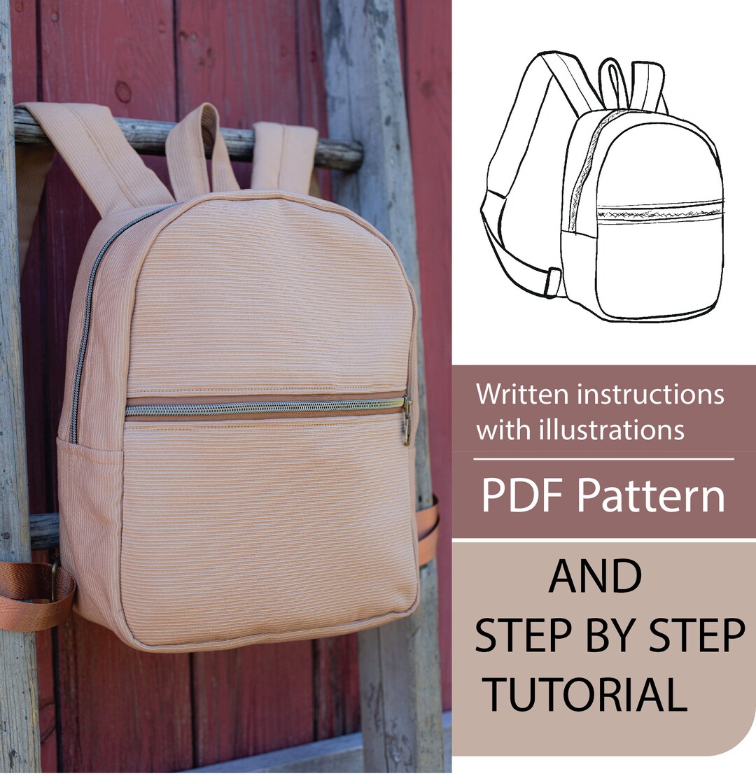 Mini Backpack Sewing Pattern, Simple Pattern Instructions, Step by Step ...