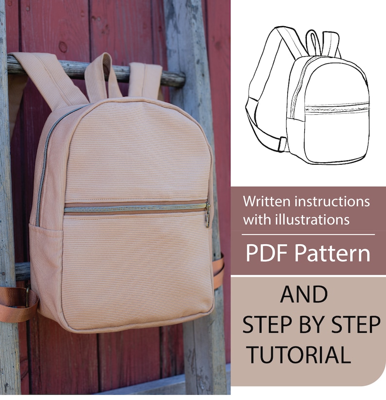 Mini Backpack Sewing Pattern, Simple Pattern Instructions, Step by Step ...