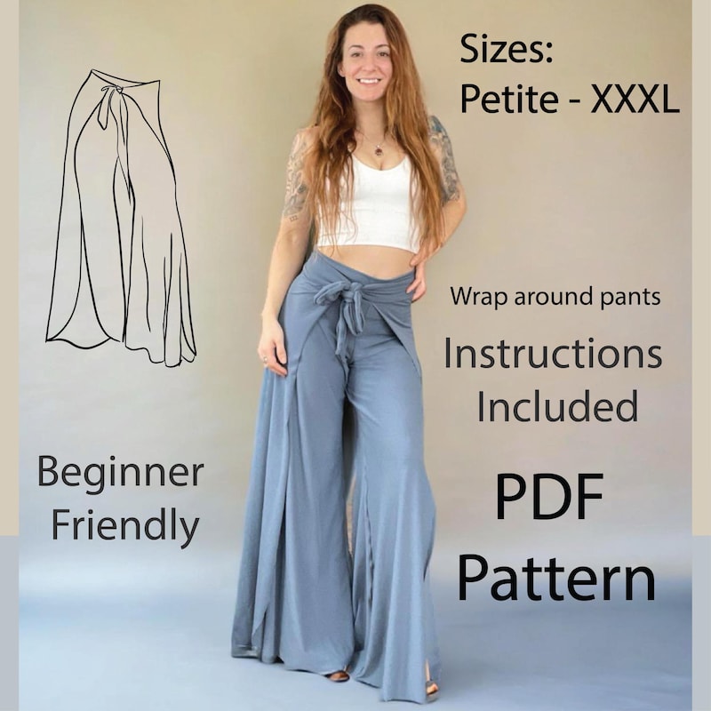 Palazzo Wrap Skirt Pants - Etsy