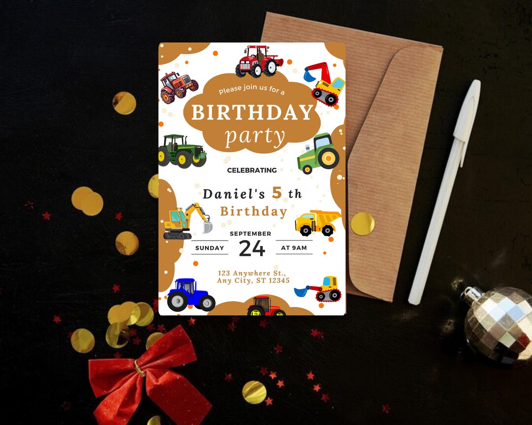 Transportation Birthday Invitation Template Truck Birthday Invitation ...