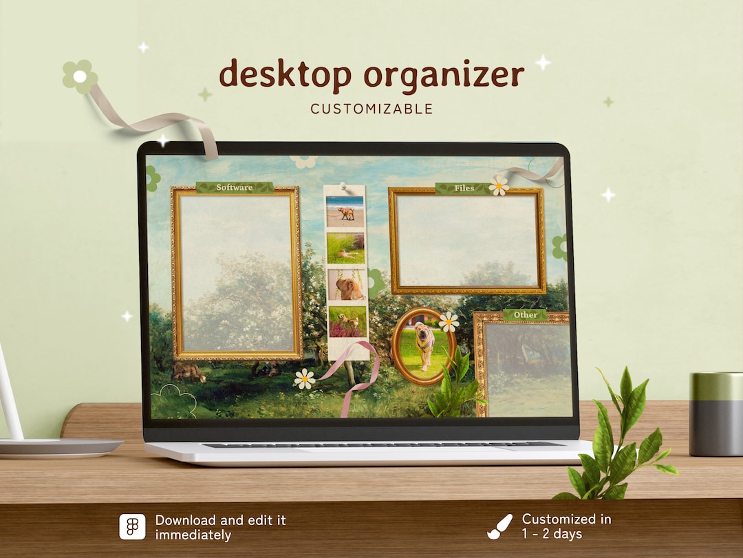 EDITABLE Desktop Organizer Wallpaper Cottagecore Style, Artistic ...