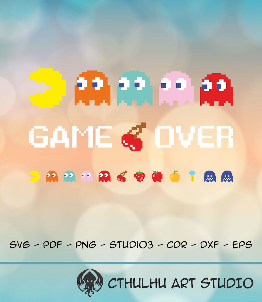 Pacman 8 Bit for Cutting Machines, Instant Digital Download Svg Pdf Dxf ...