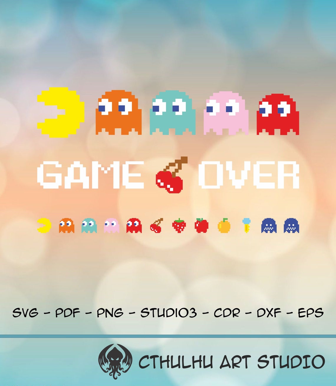 Pacman 8 Bit for Cutting Machines, Instant Digital Download Svg Pdf Dxf ...