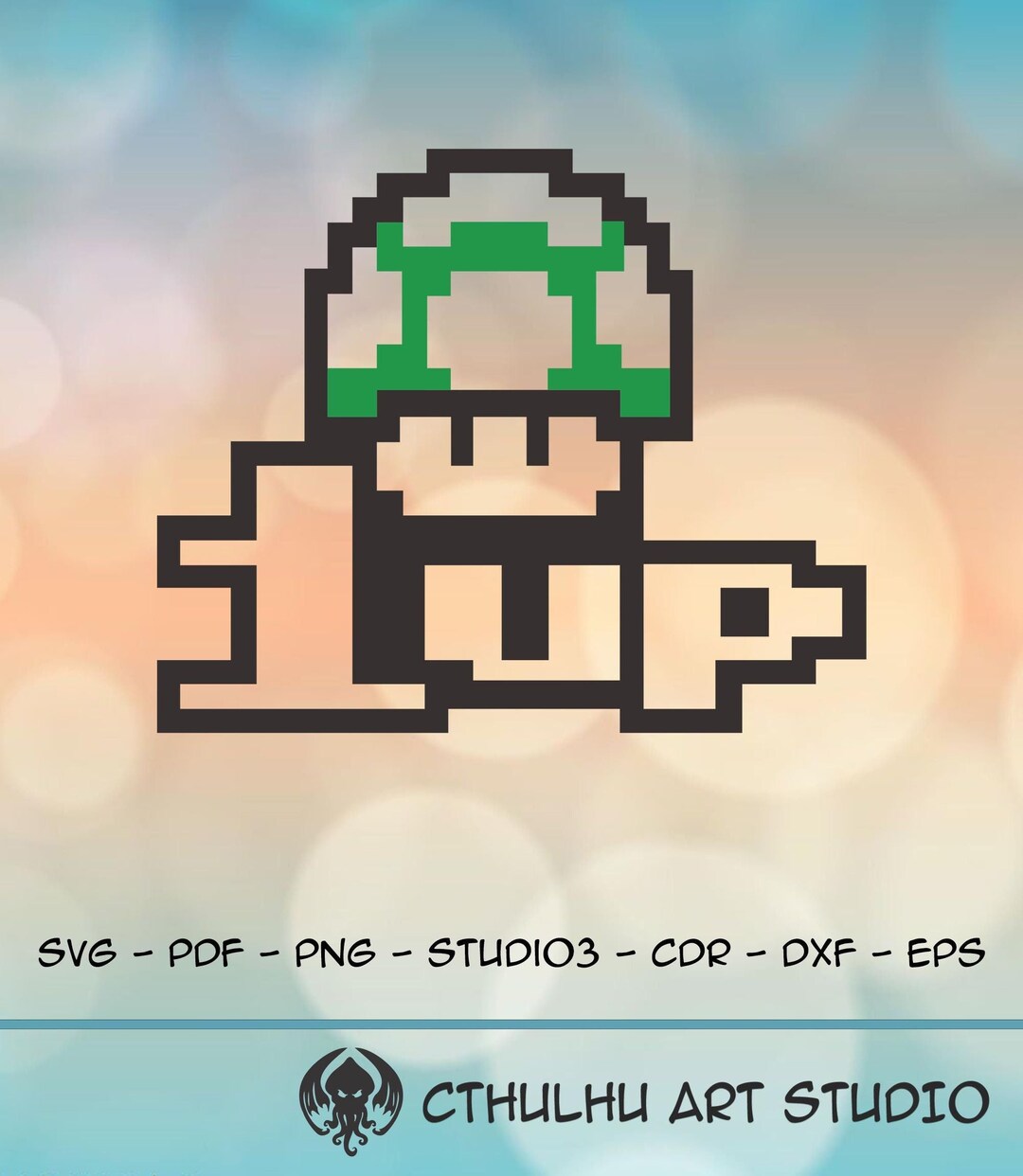 1up Mario Bros for Cutting Machines, Instant Digital Download Svg Pdf ...