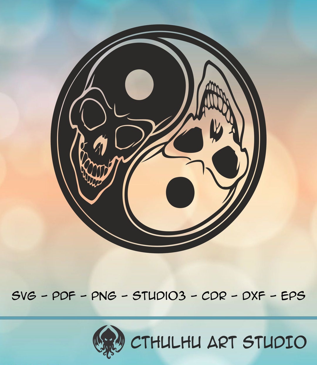 Yin Yang Skulls for Cutting Machines, Instant Digital Download Svg Pdf ...