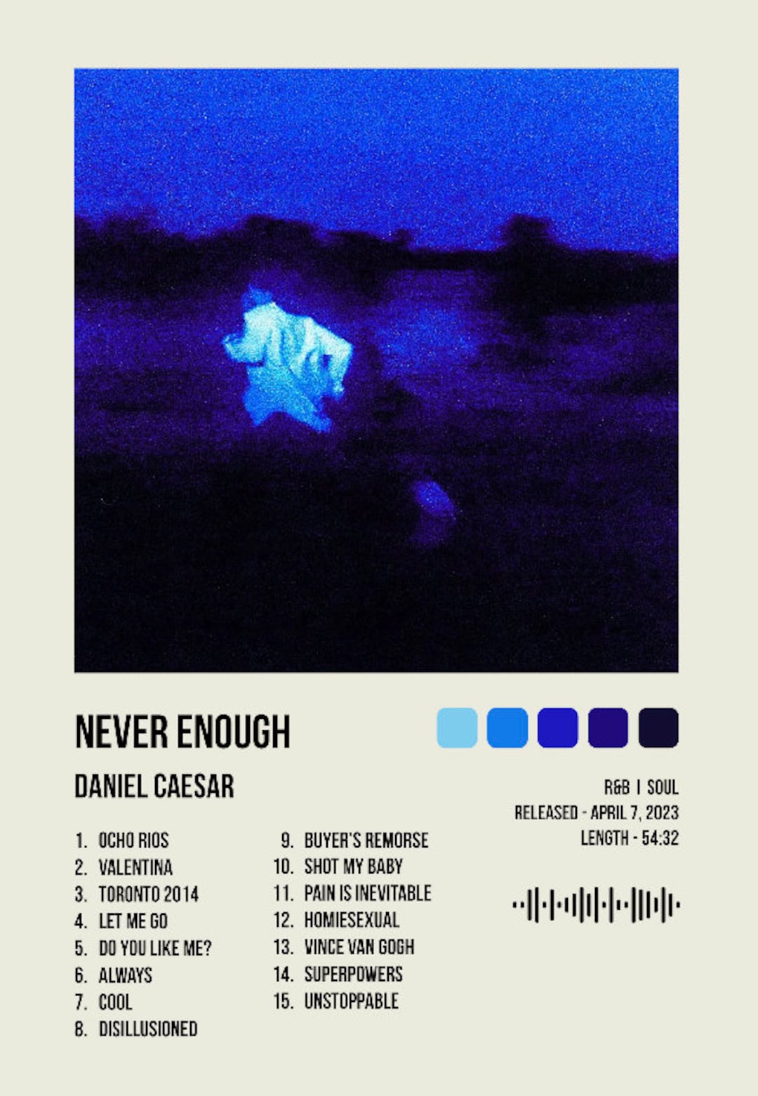 Daniel Caesar - Never Enough Music Album Cover - Etsy