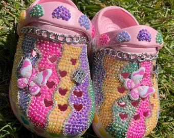 Kids Custom Blinged Out Crocs, Bling Out Slides for Girls, Blinged Out ...