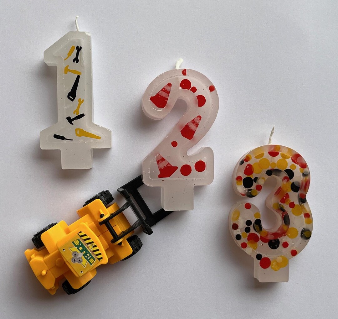 Construction Birthday Candle, Number Candle, Personalized Party Cake ...