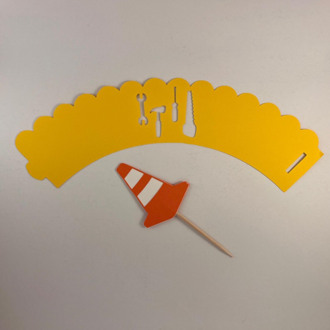 Construction Birthday Cupcake Topper, Traffic Cone, Cricut, Print and ...