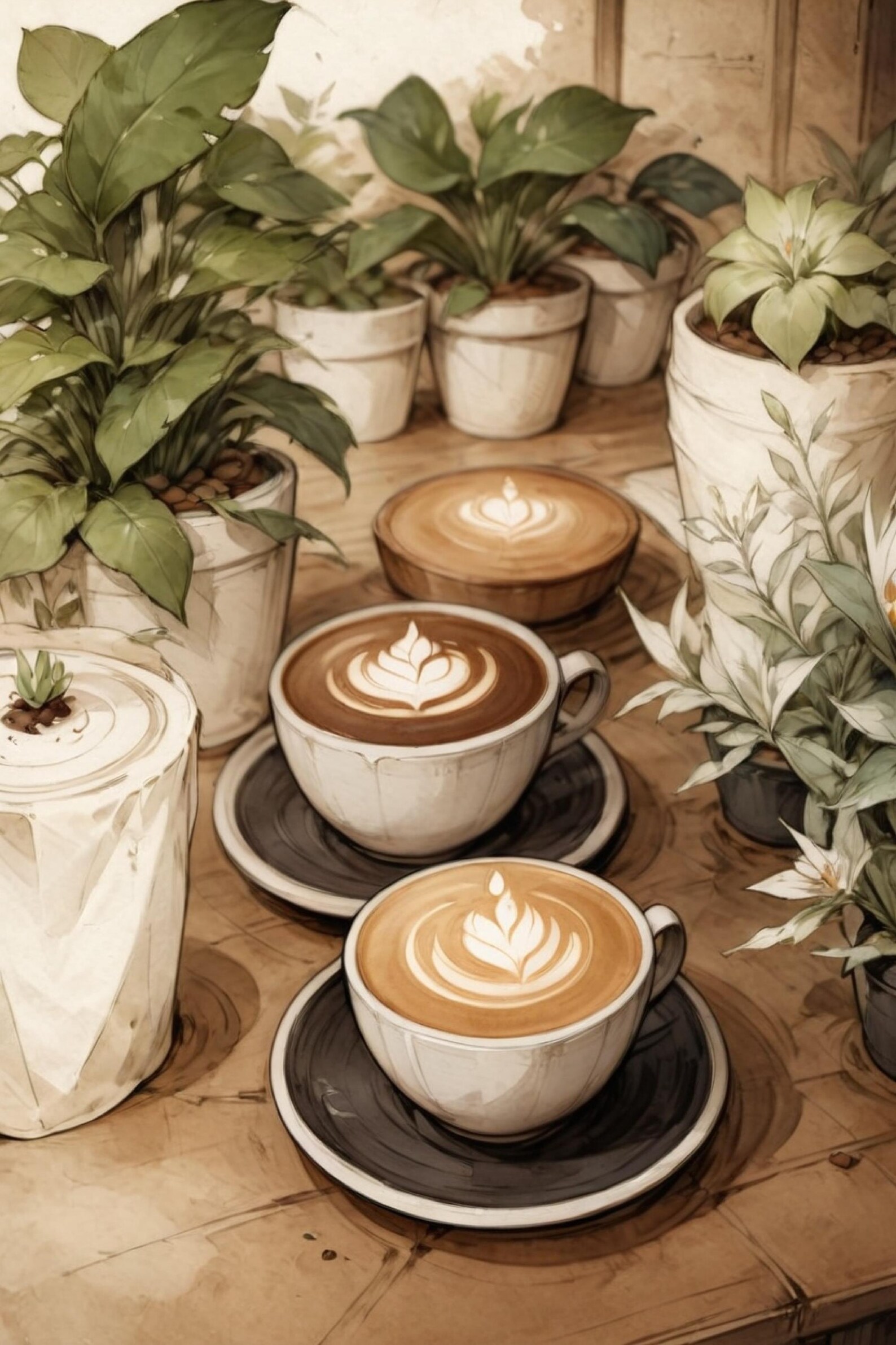 Hot Latte Digital Art Print - Cozy Italian Café Scene - Coffeehouse ...