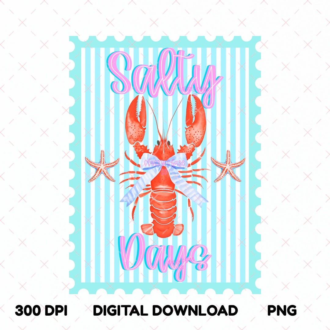 Salty Days Lobster Png, Preppy Coquette Lobster Design, Coastal Summer ...