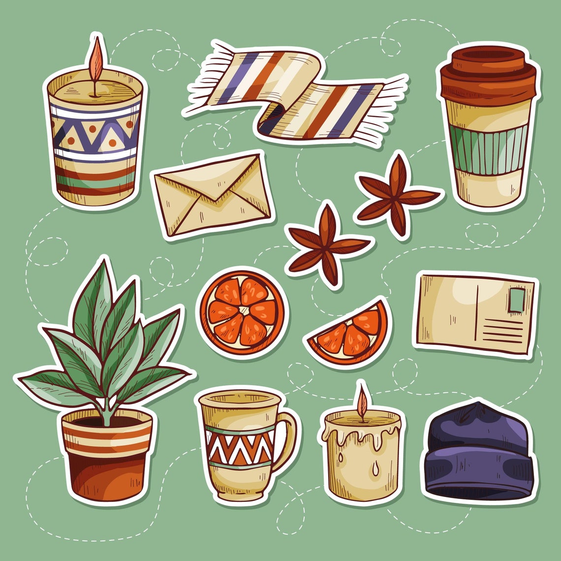 12 Cozy Printable Stickers - Etsy