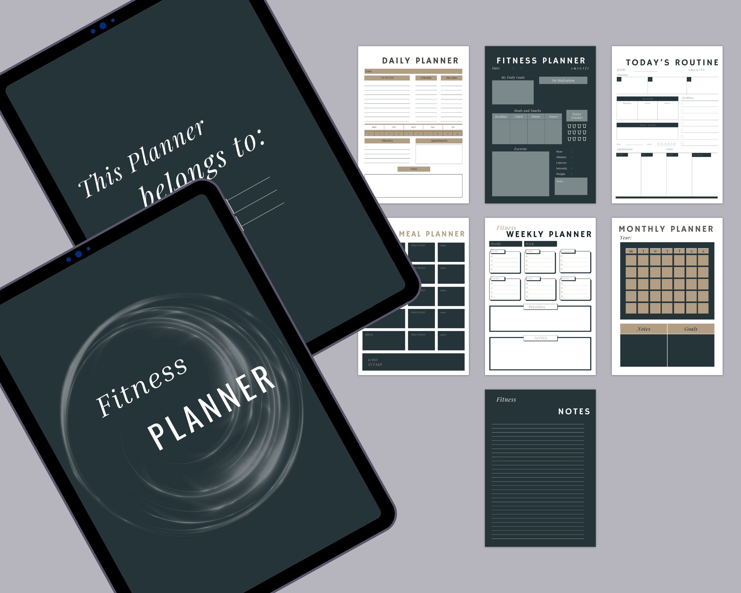 Customizable Digital Fitness Planner Bundle Editable in Canva for ...