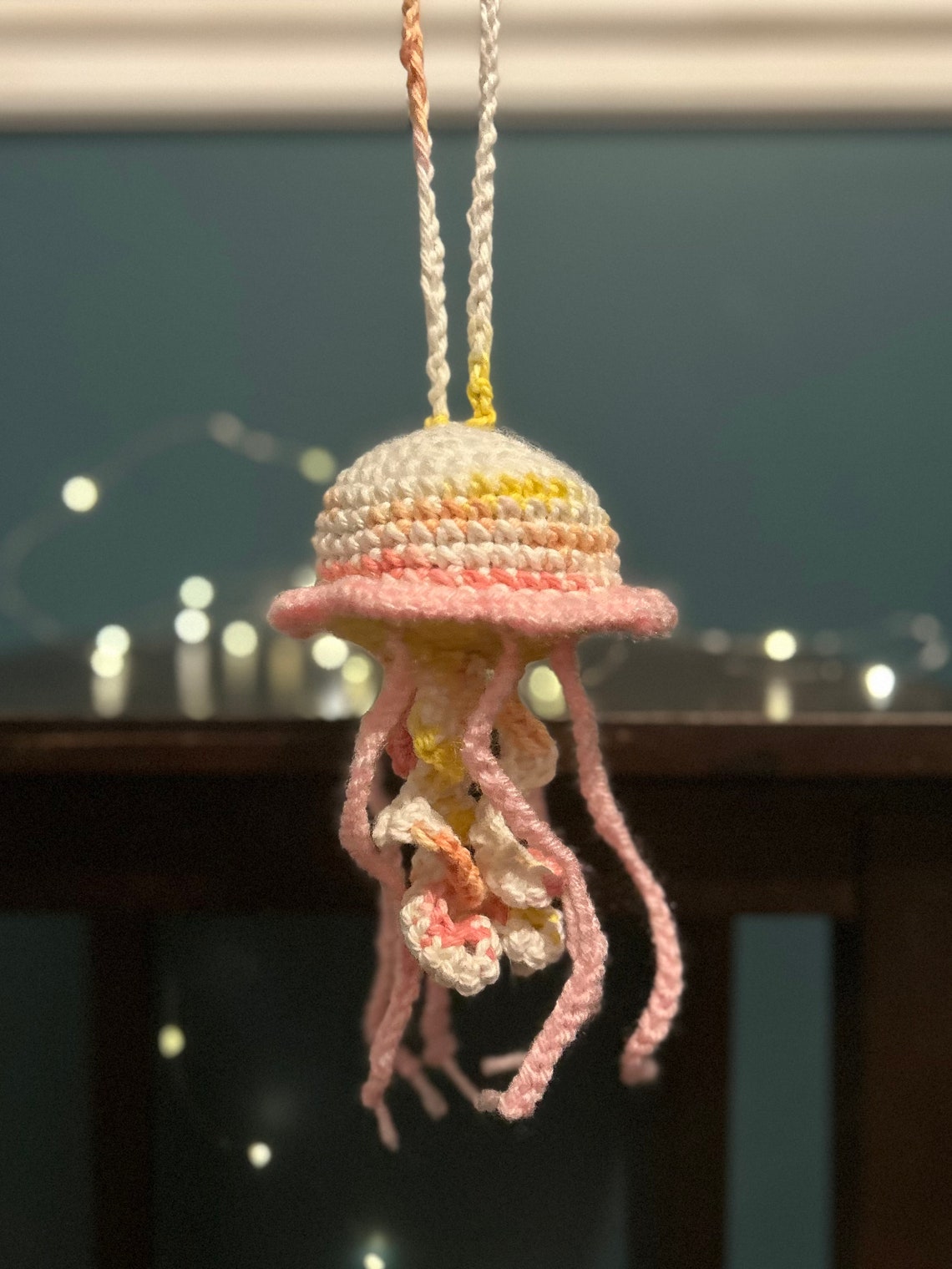 Crochet Jellyfish Car Rearview Mirror Charm, Handmade Decoration - Etsy