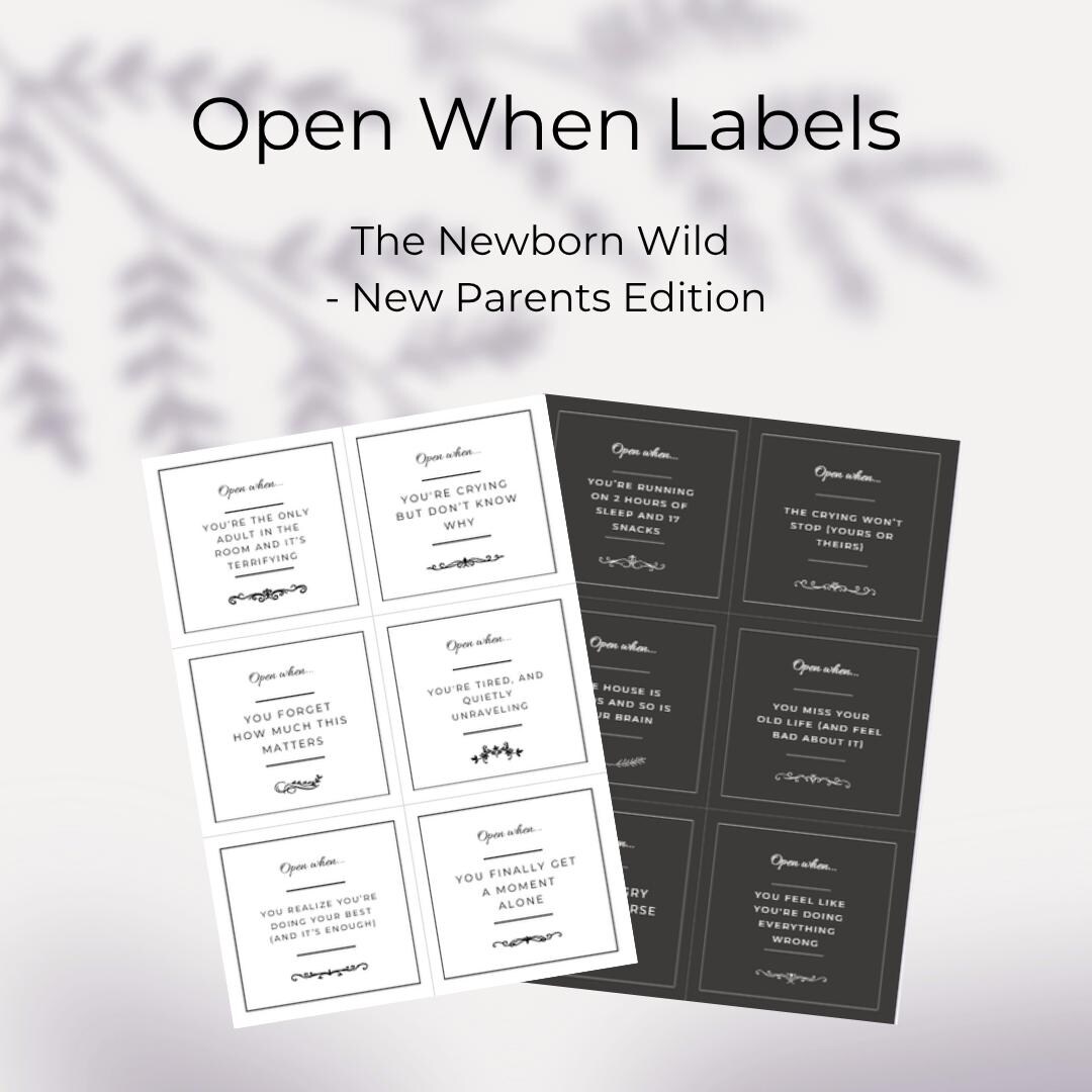 New Parents Open When Envelope Labels – 12 Printable Labels (light ...