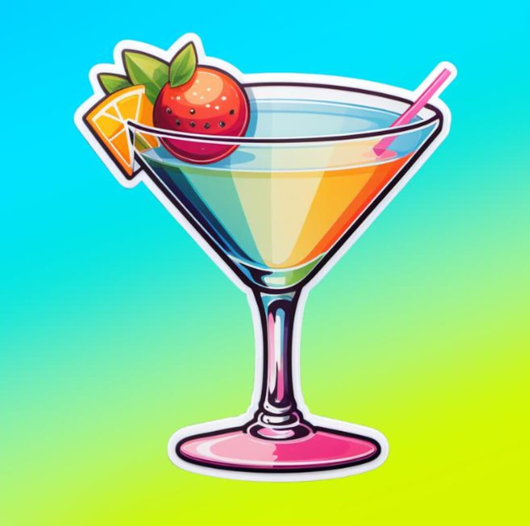 Martini Glass Sticker Cute Laptop Sticker Girls Night Out Cocktail ...