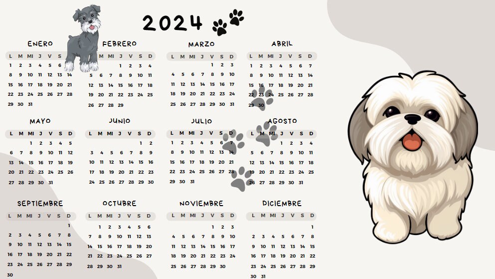 Digital Dog Calendar, Dogs Creamy Calendar, Sweet Dog Calendar. - Etsy