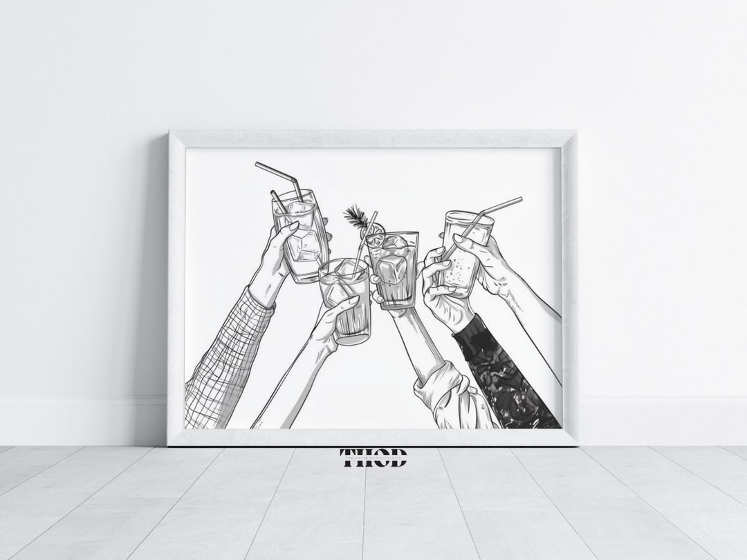 Cheers Print for Bar Decor, Aesthetic Bar Cart Decor, Perfect Bar Wall ...