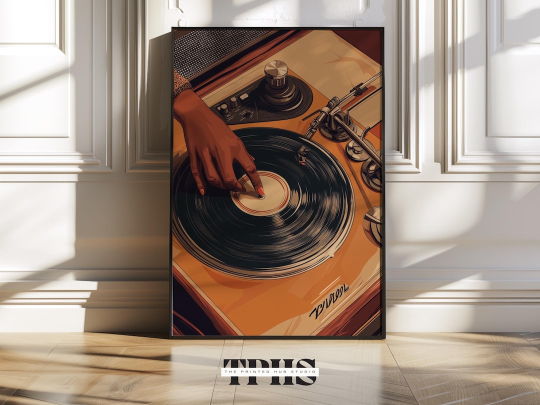 Broken Vintage Turntable Art Black Woman Art African American Music ...