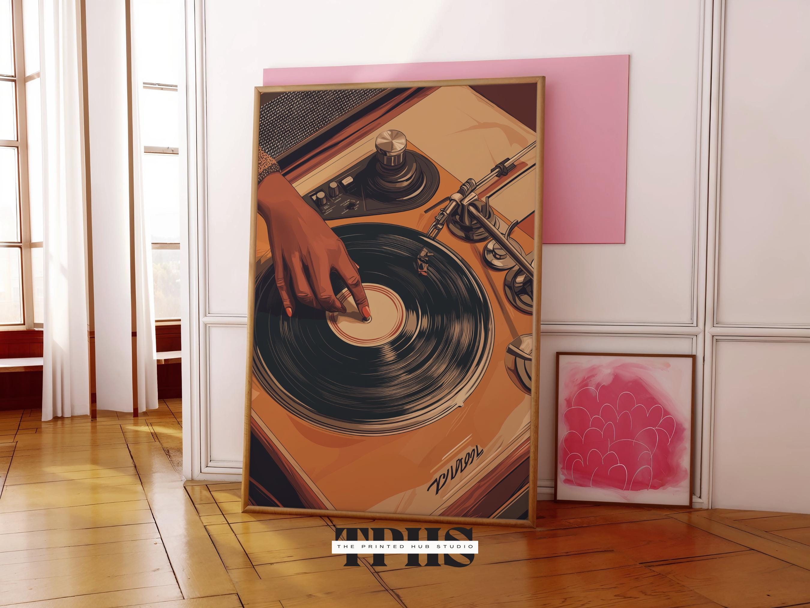 Broken Vintage Turntable Art Black Woman Art African American Music ...