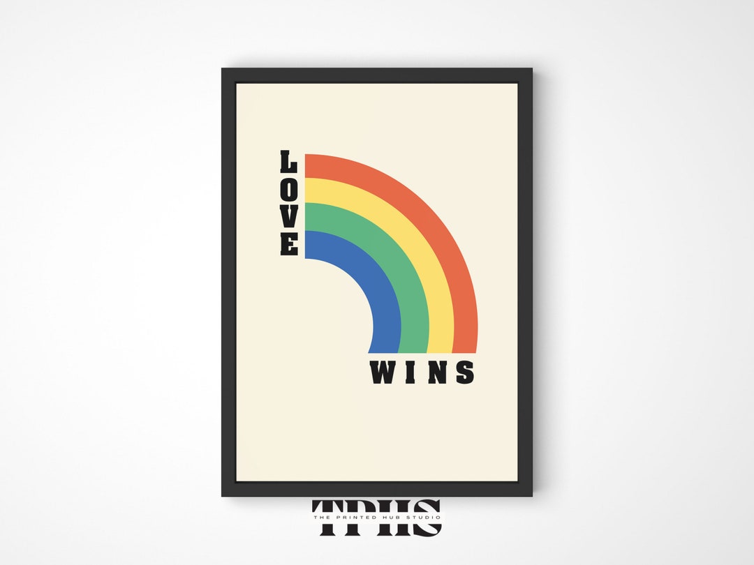 Pride Rainbow Wall Art, LGBTQ Office Decor, Celebrate Love, Instant ...