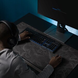Black Topography Desk Mouse Mats, Topo Mouse Pad, Topograph Gaming Desk ...