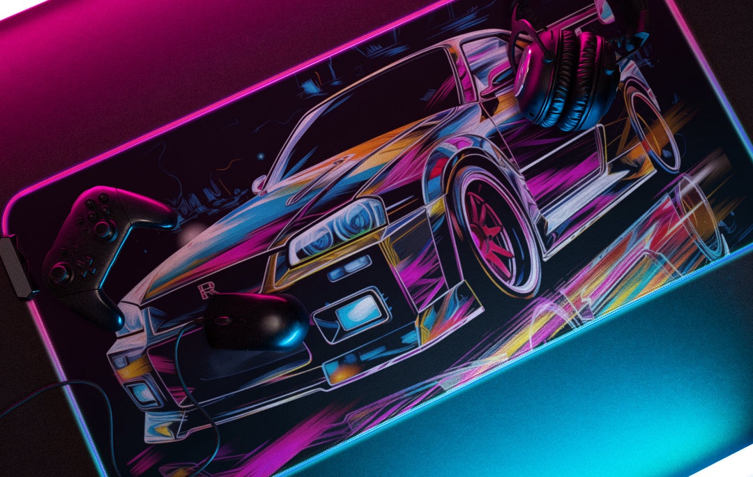 LED Gaming Mouse Pad Nissan R34 GTR Mat Bright and Colorful - Etsy