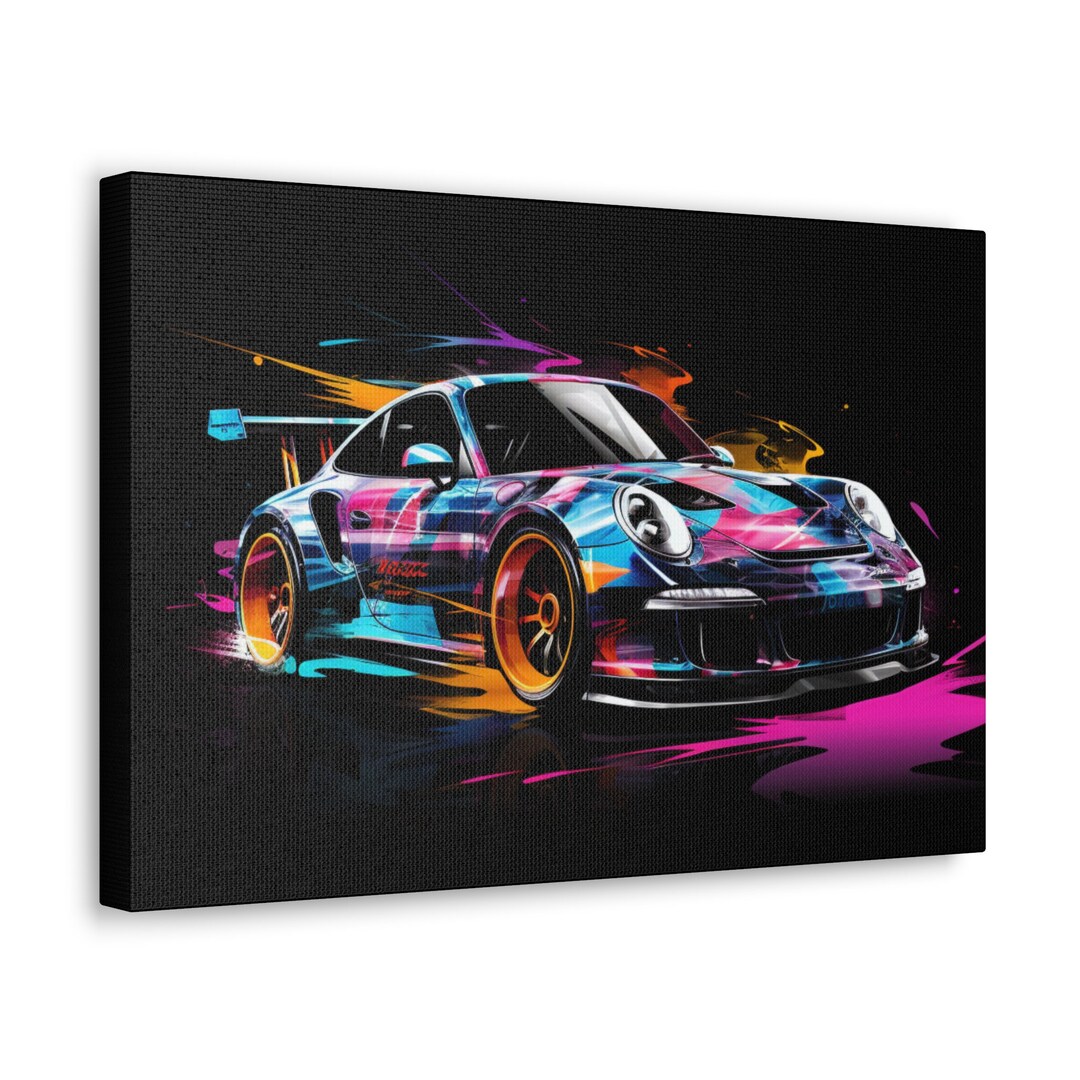 Sports Car Canvas Wrap, Porsche 911 GT3 RS Wall Art, Automotive Home ...